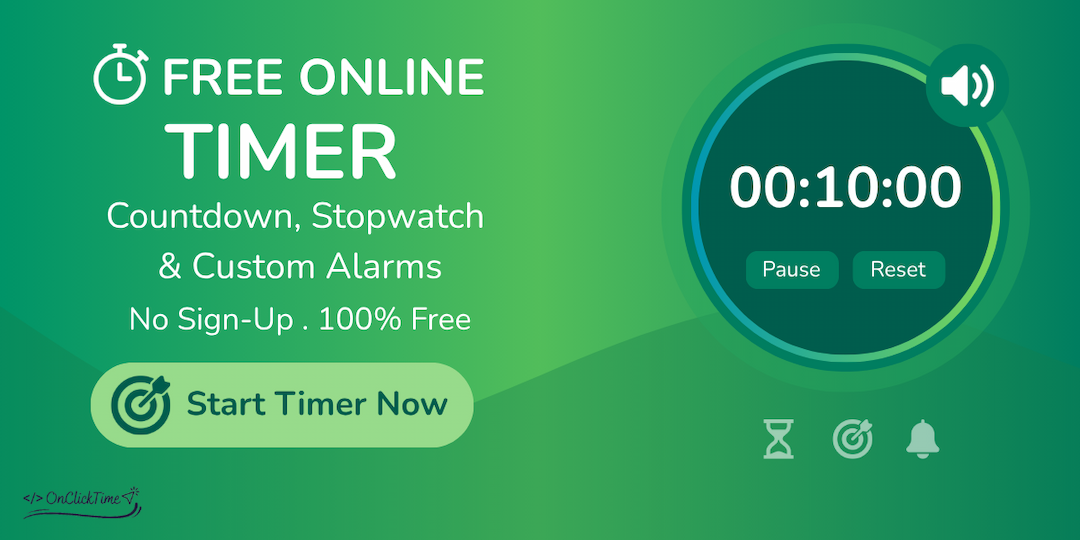 Free Online Timer - Countdown, Stopwatch & Custom Alarm | OnClickTime