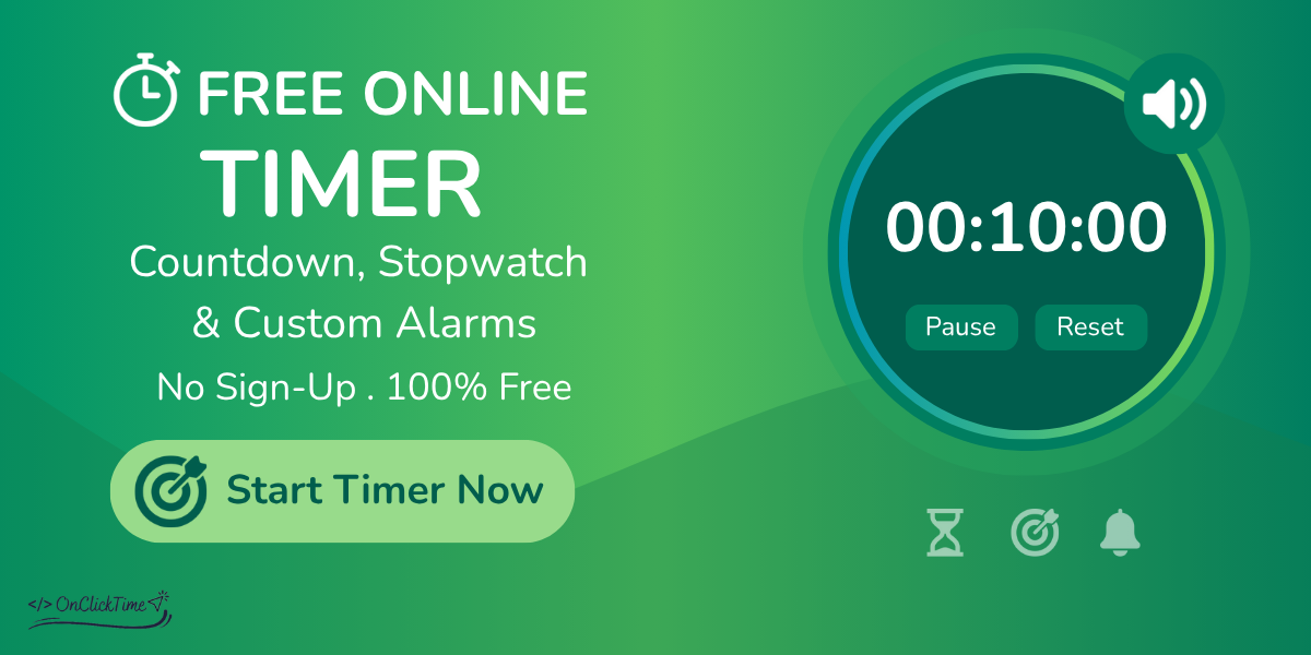 Free Online Timer - Countdown, Stopwatch & Custom Alarm | OnClickTime